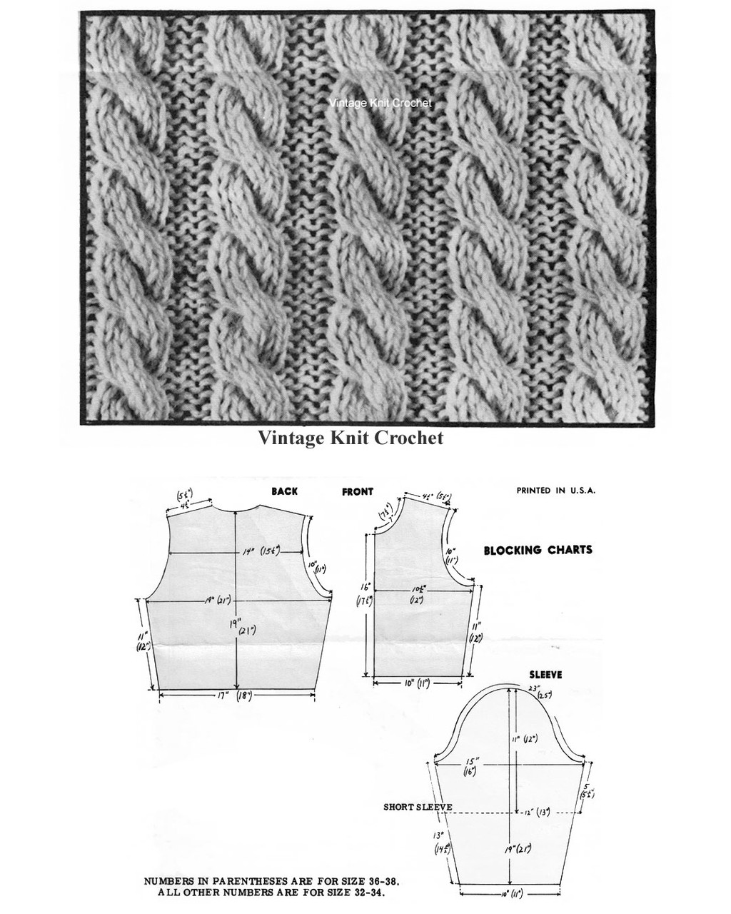 Vintage Knitted Cable Jacket Pattern Mail Order Design 7278