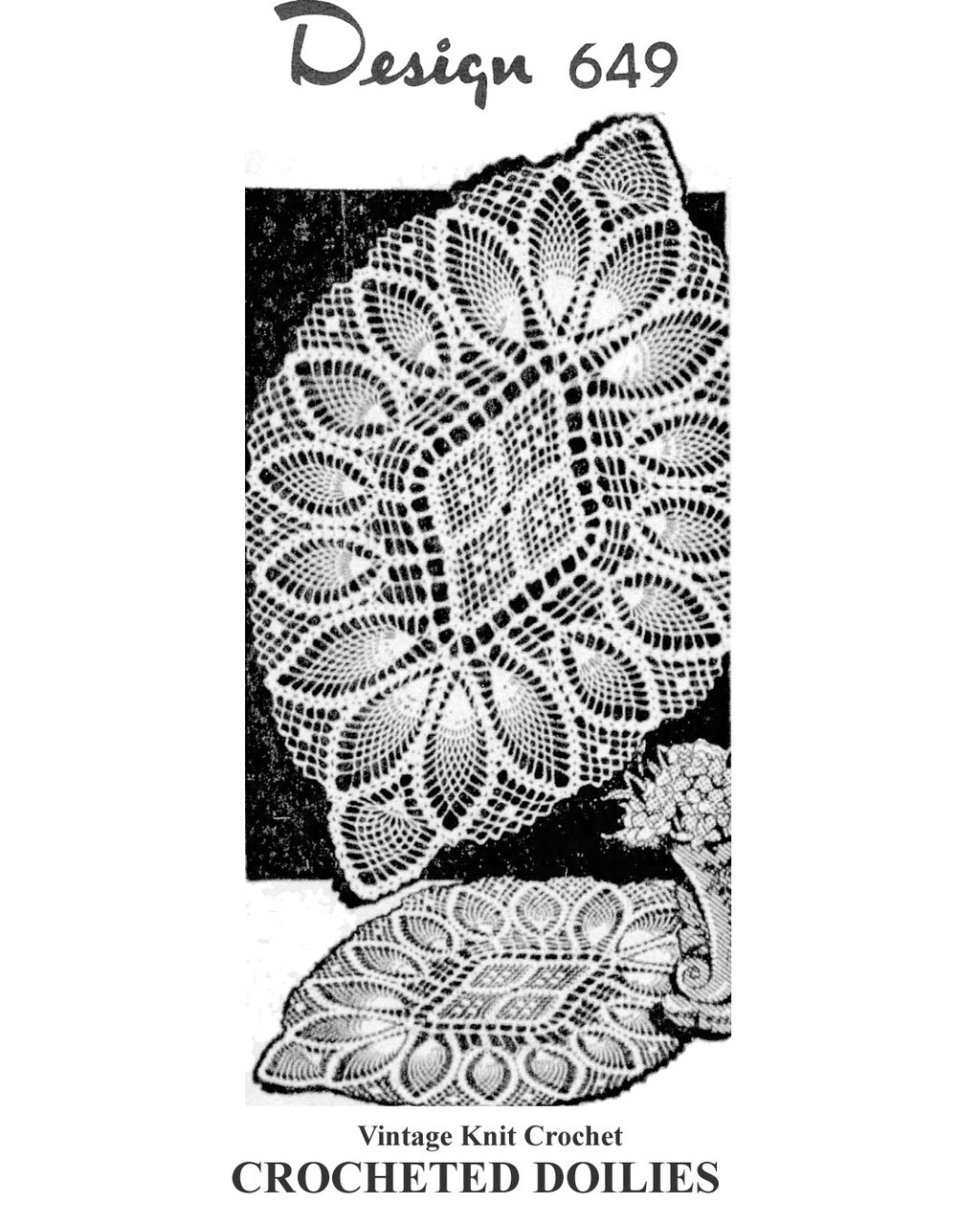 Crochet Oval Pineapple Doilies Pattern Large Small Mail Order Design 649