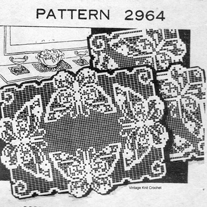 Filet Crochet Butterfly Doily Scarf Pattern Laura Wheeler 2964 Mail ...