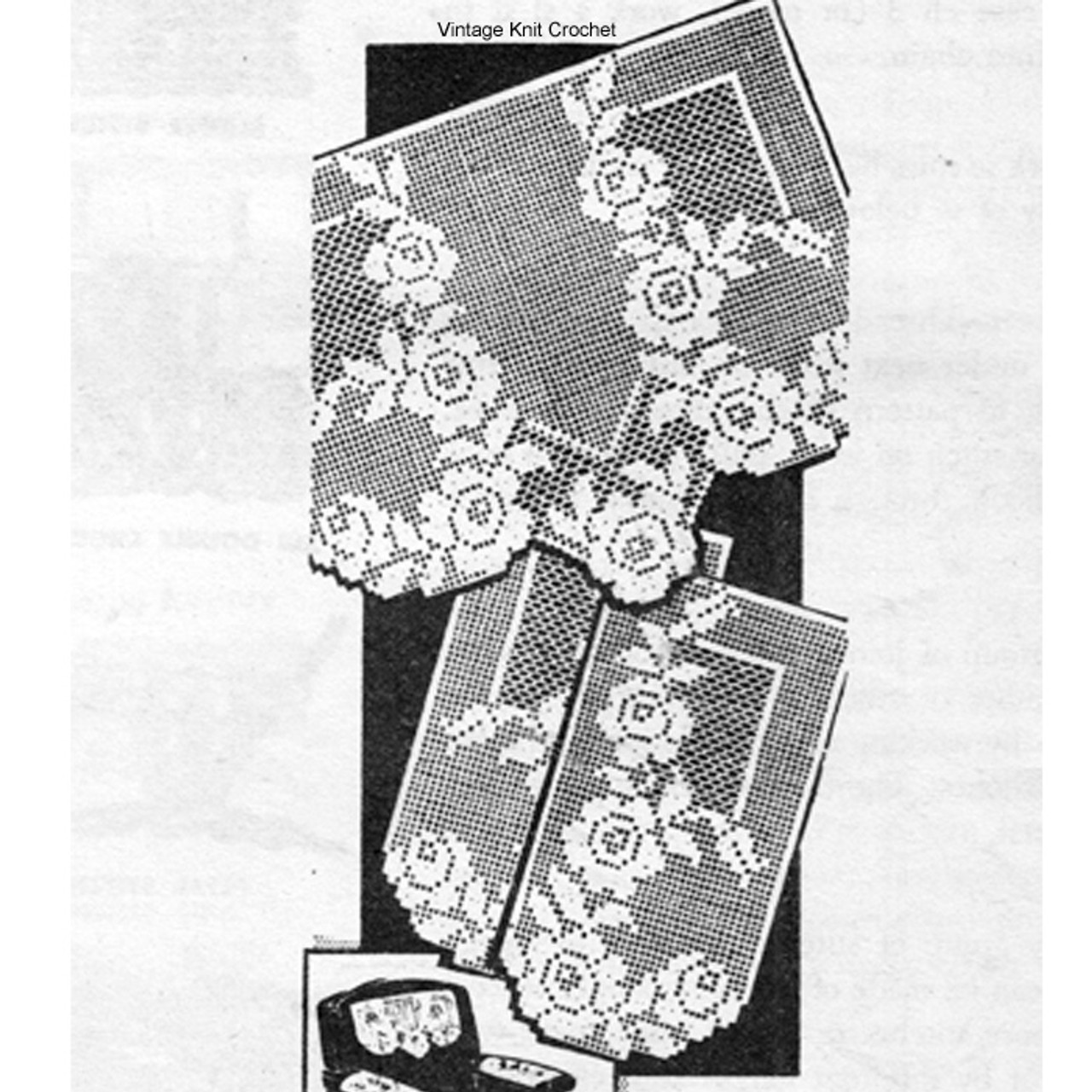 Rose Filet Crochet Chair Set Pattern Alice Brooks 7374