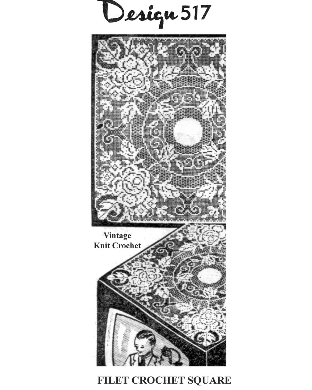 Filet Crochet Square Pattern 24 Or 29 Inches Laura Wheeler 517 Mail