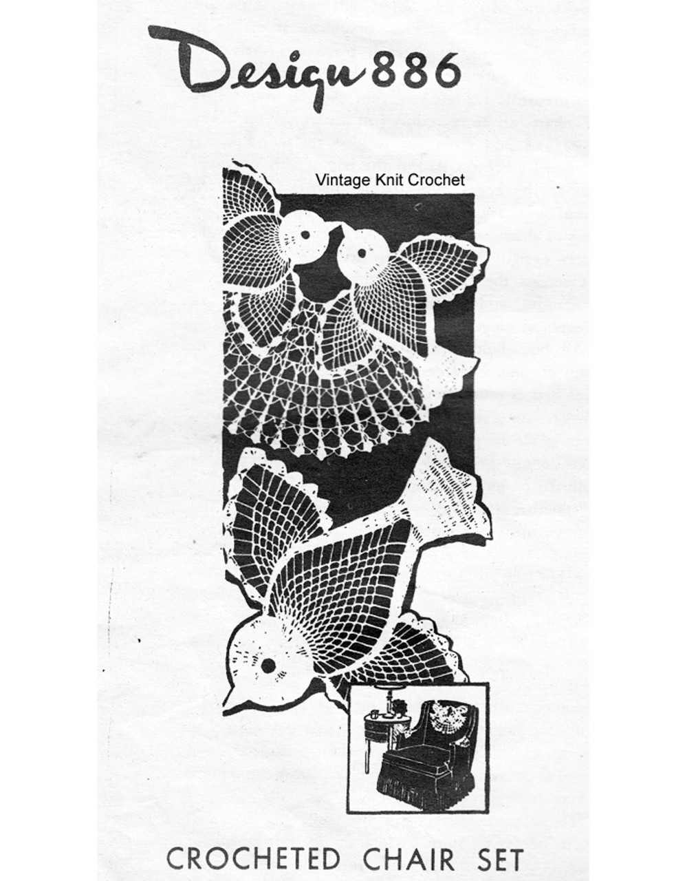 Crocheted Bluebird Chair Doily Pattern Laura Wheeler 866 Mail Order