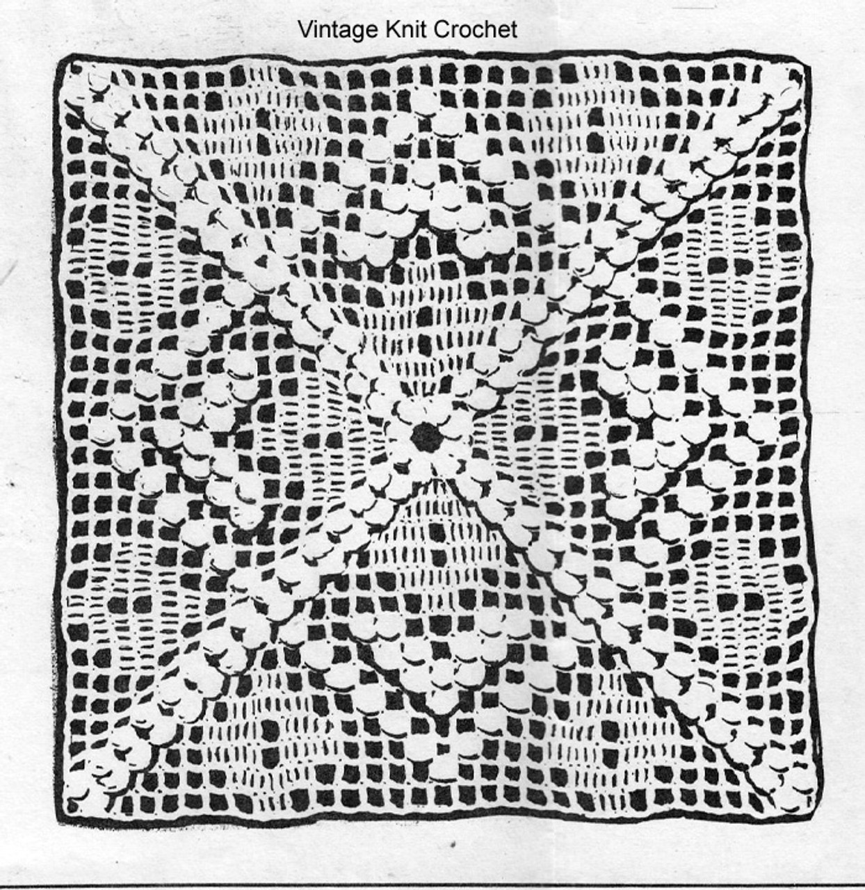 Crochet Bedspread Pattern Popcorn Squares Anne Cabot 5402 Mail Order