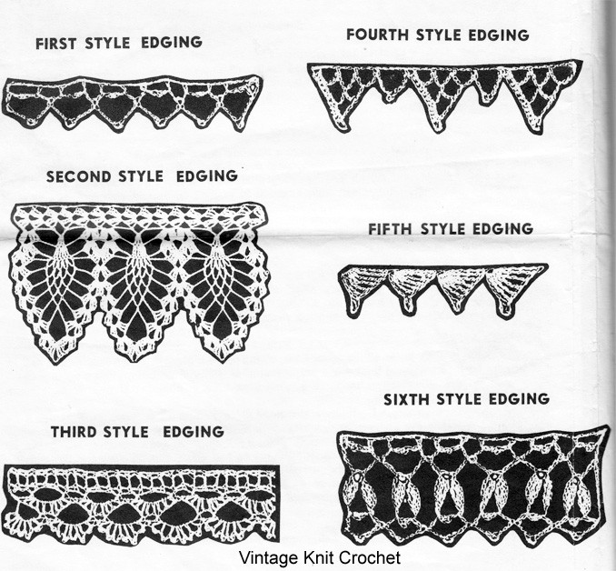 Nine Crochet Edgings Pattern, Linen Lingerie, Mail Order 7101 Alice Brooks