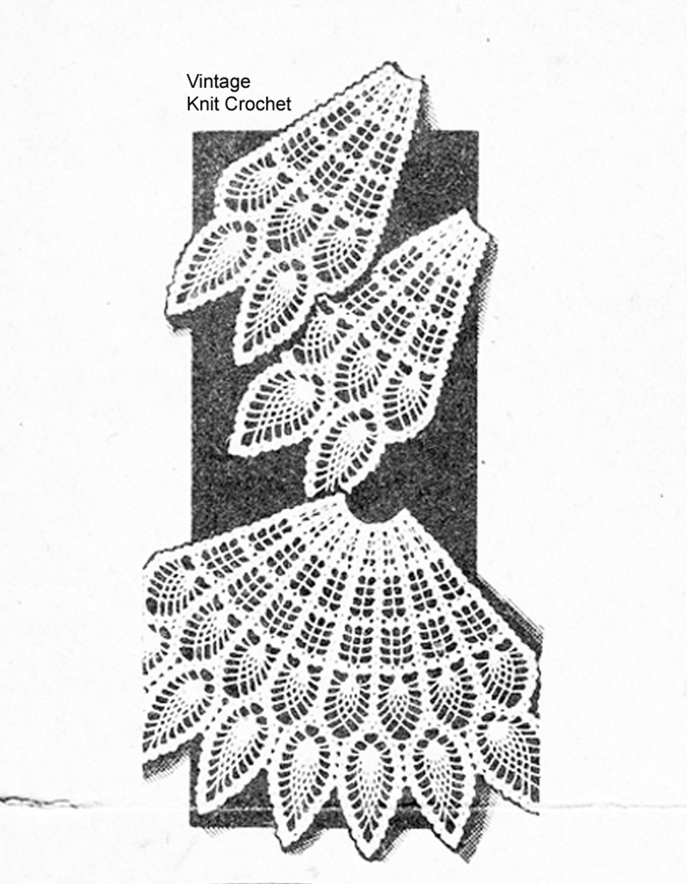 Crochet Pineapple Fan Chair Doily Pattern Set Mail Order 7653