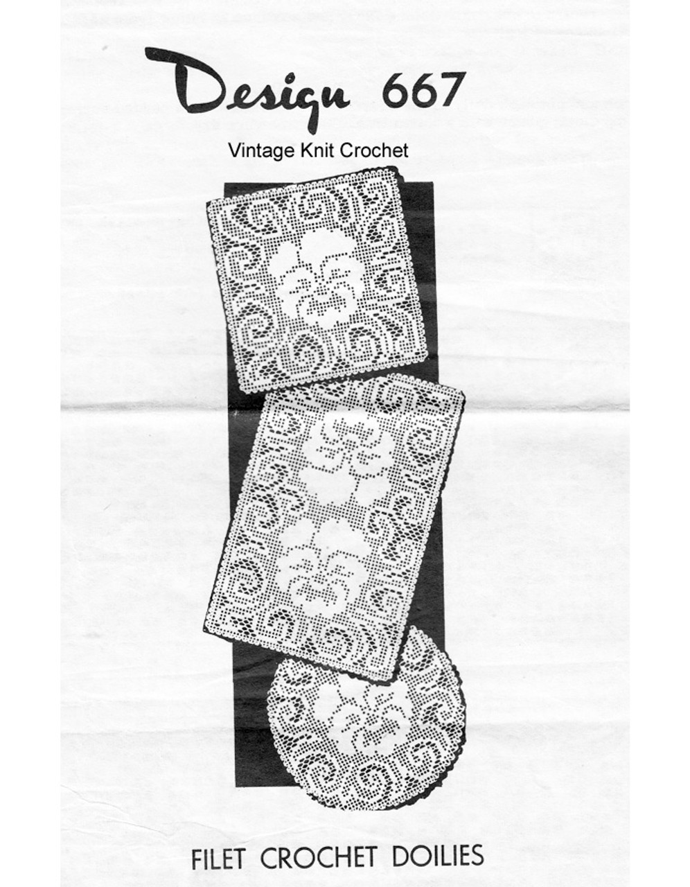 Pansy Filet Crochet Doily Pattern Round Square Oblong Laura Wheeler 667