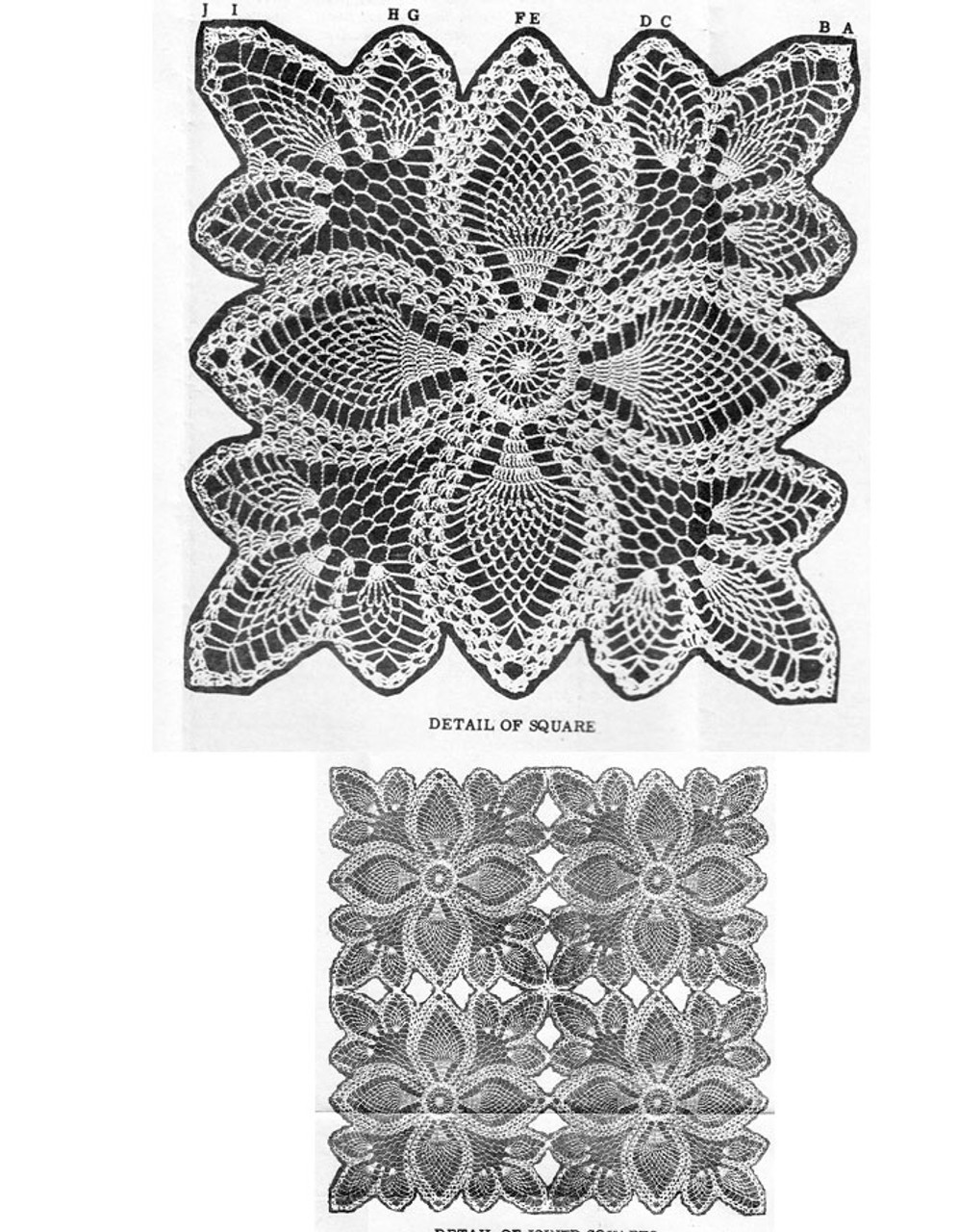 Crochet Runner Pattern Pineapple Square Mail Order Design 3075