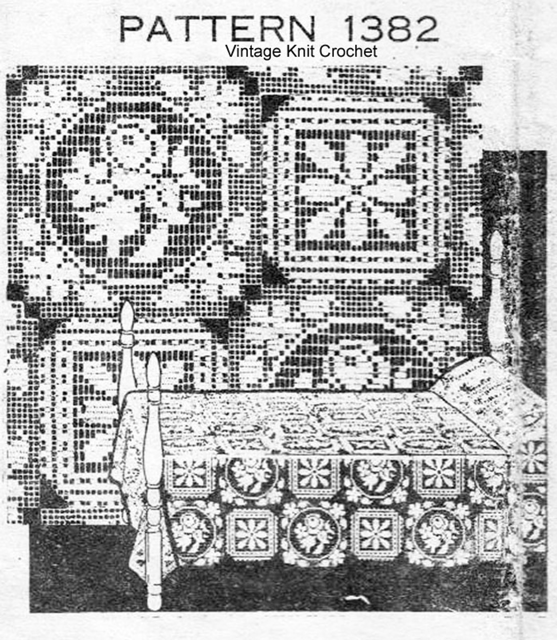 Filet Crochet Rose Bedspread Pattern Squares Laura Wheeler 1382