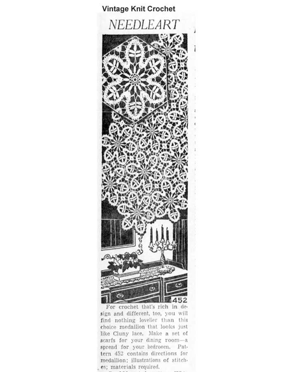 Crochet Tablecloth Pattern Hexagon Medallion Design 452