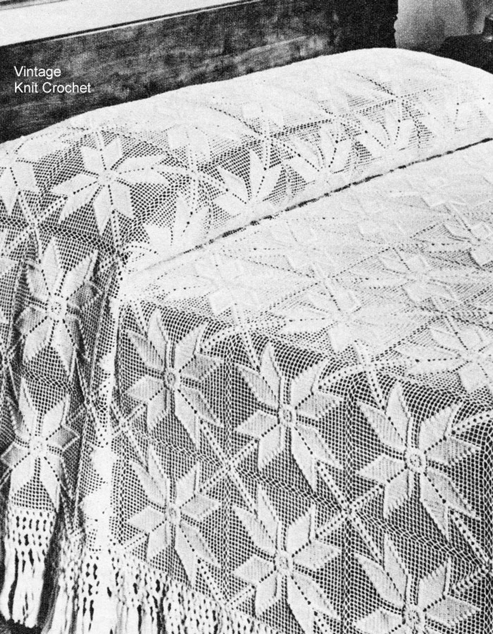 Crochet Star Bedspread Pattern Square Popcorn Stitch