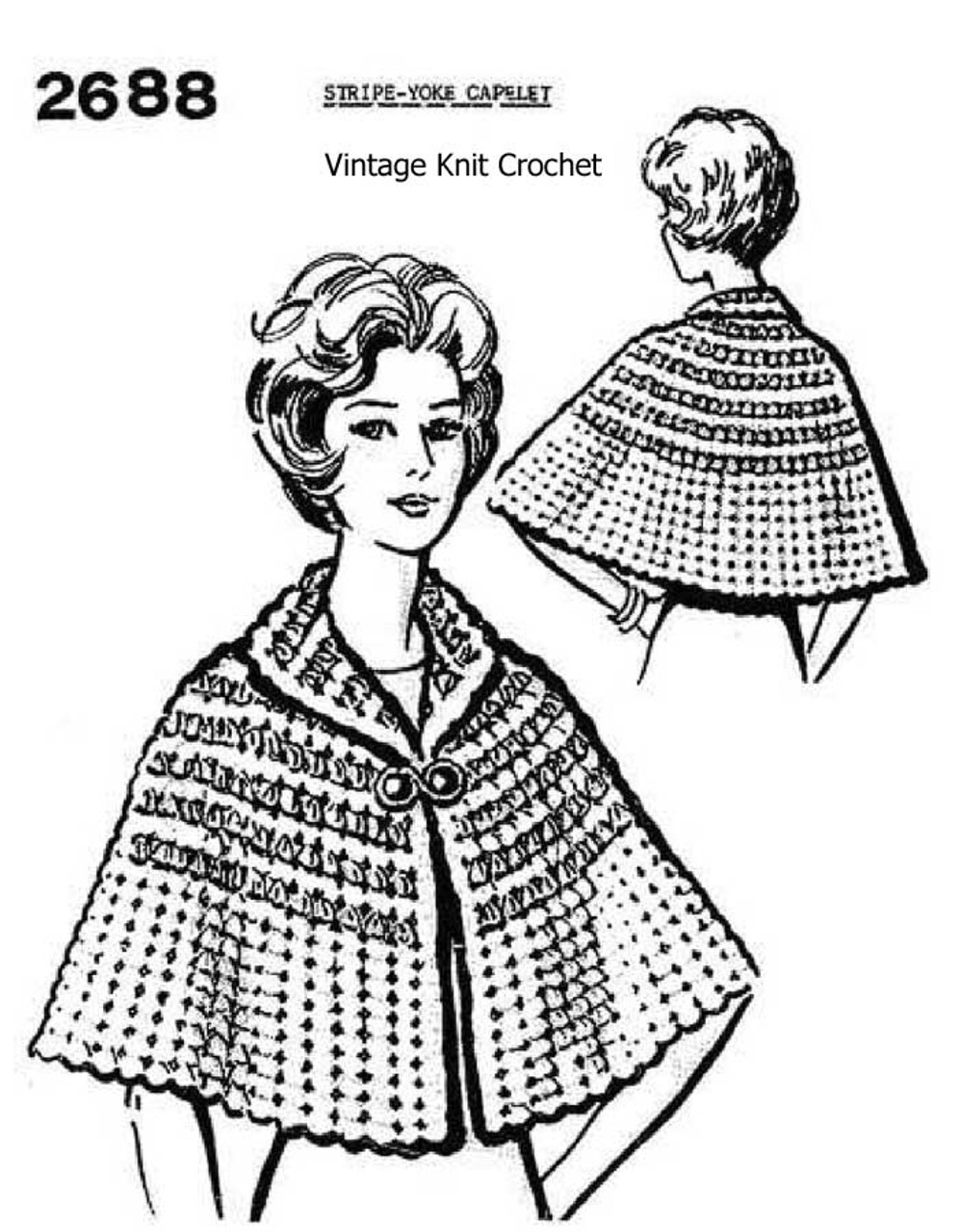 Easy Crochet Capelet Pattern Shell Stitch Mail Order 2688 Anne Cabot