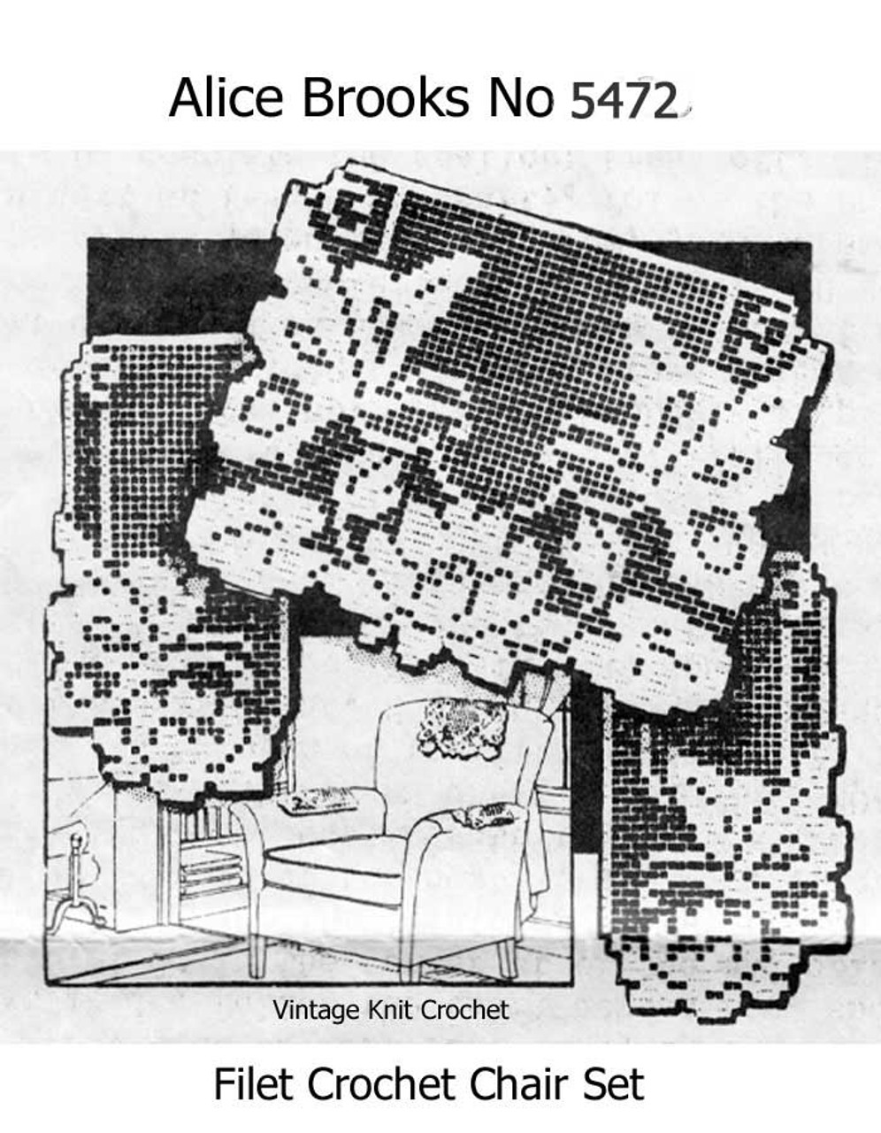 Vintage Filet Butterfly Waterlily Pattern Alice Brooks 5472