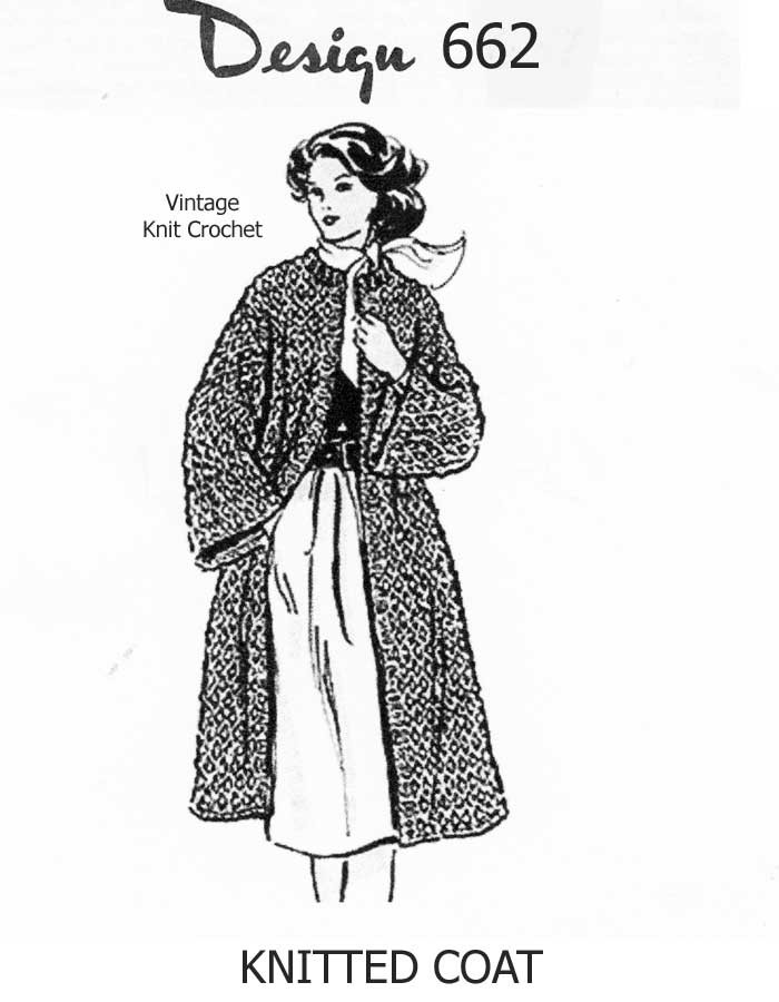 Knitted Long Short Coat Pattern, Mail Order Design 662