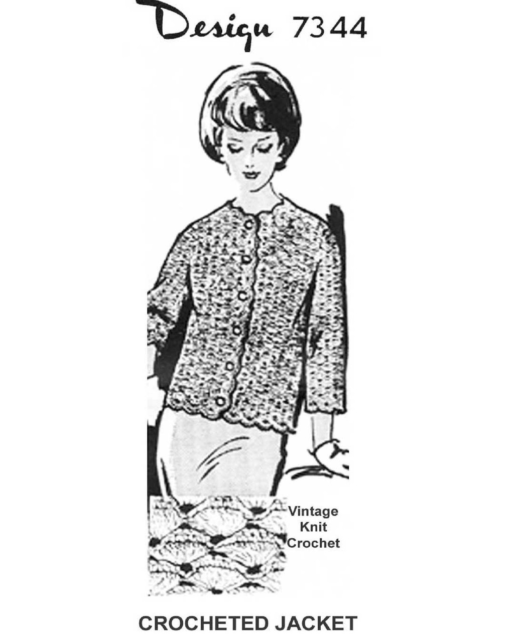 Crochet Shell Stitch Jacket Pattern, Womans Plus Size Design 7344