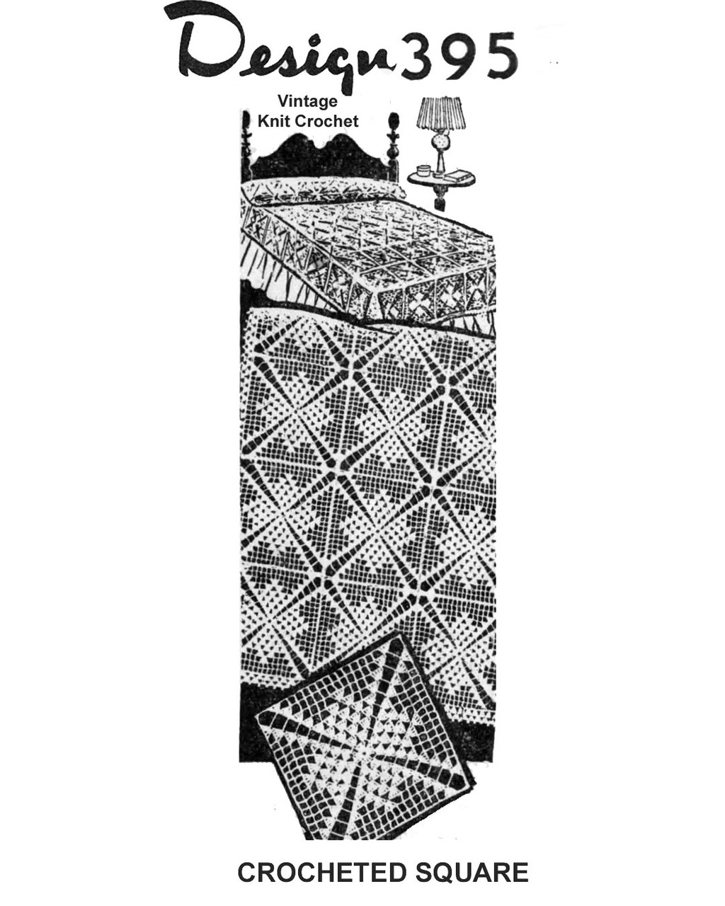 Colonial Square Crochet Pattern Tablecloth Bedspread Laura Wheeler 395