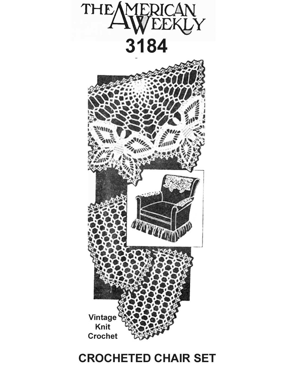 Butterfly Crochet Chair Set Pattern Doily Mail Order Design 3184