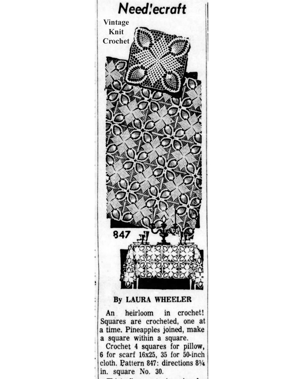 Crochet Pineapple Square Pattern Tablecloth Bedspread Mail Order
