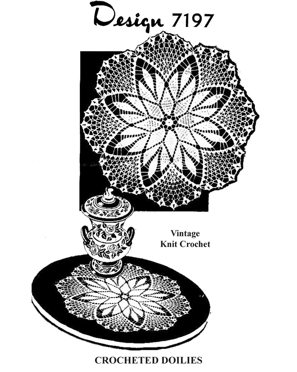 Vintage crochet doilies pattern large small flower motif Mail Order ...