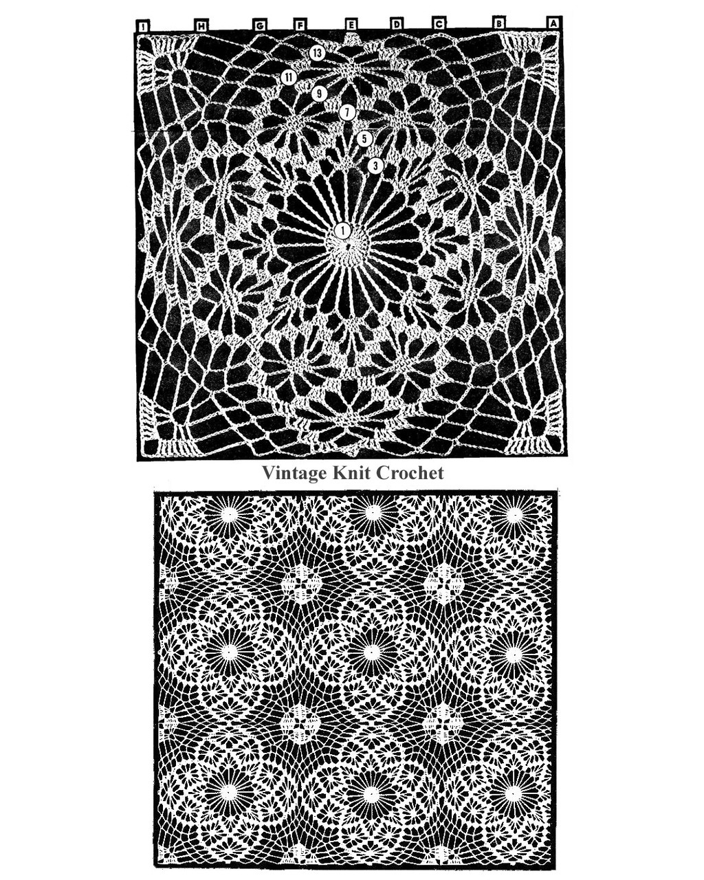Crochet Spiderweb Square Motif Pattern Tablecloth Runner Design 775