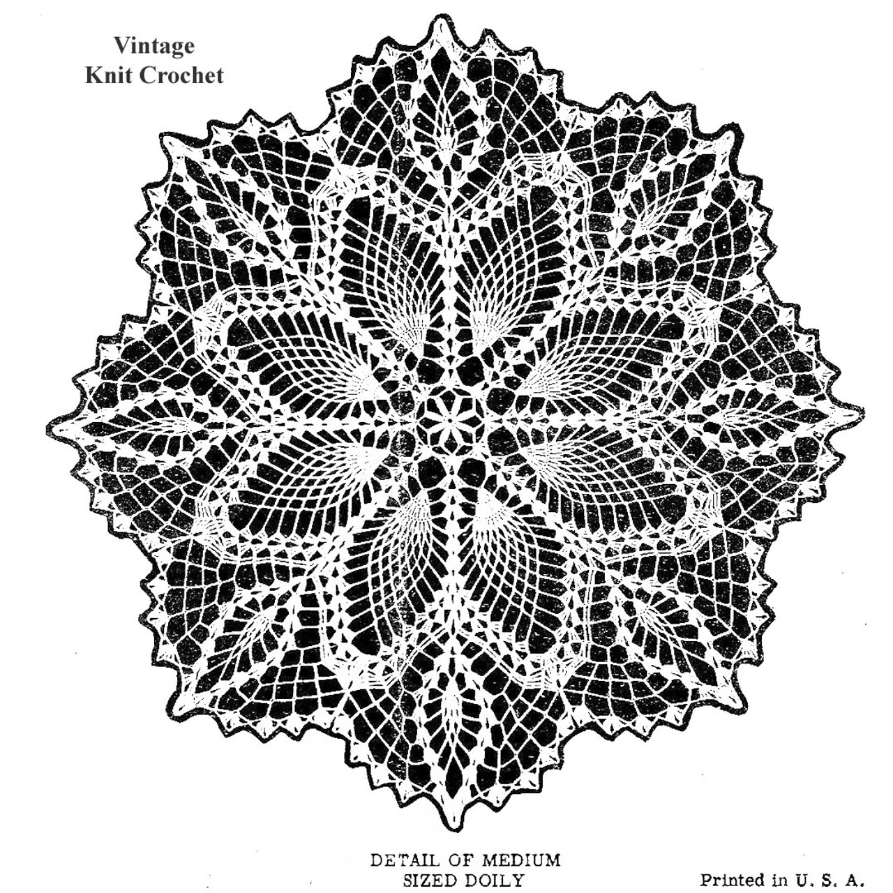 Vintage Crochet Pineapple Doilies Pattern Small Medium Large Mail Order