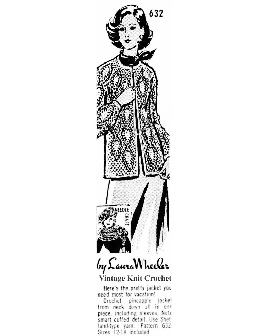Crochet Pineapple Jacket Pattern In Sports Yarn Mail Order Design 632