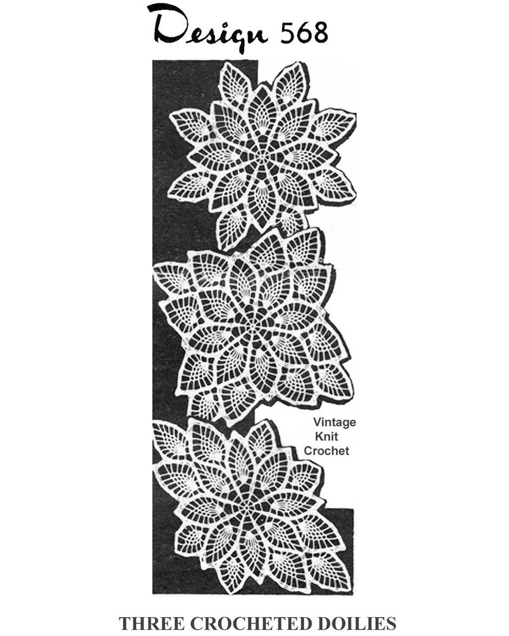 Crochet Pineapple Doilies Pattern Square Round Oval Mail Order Design 568