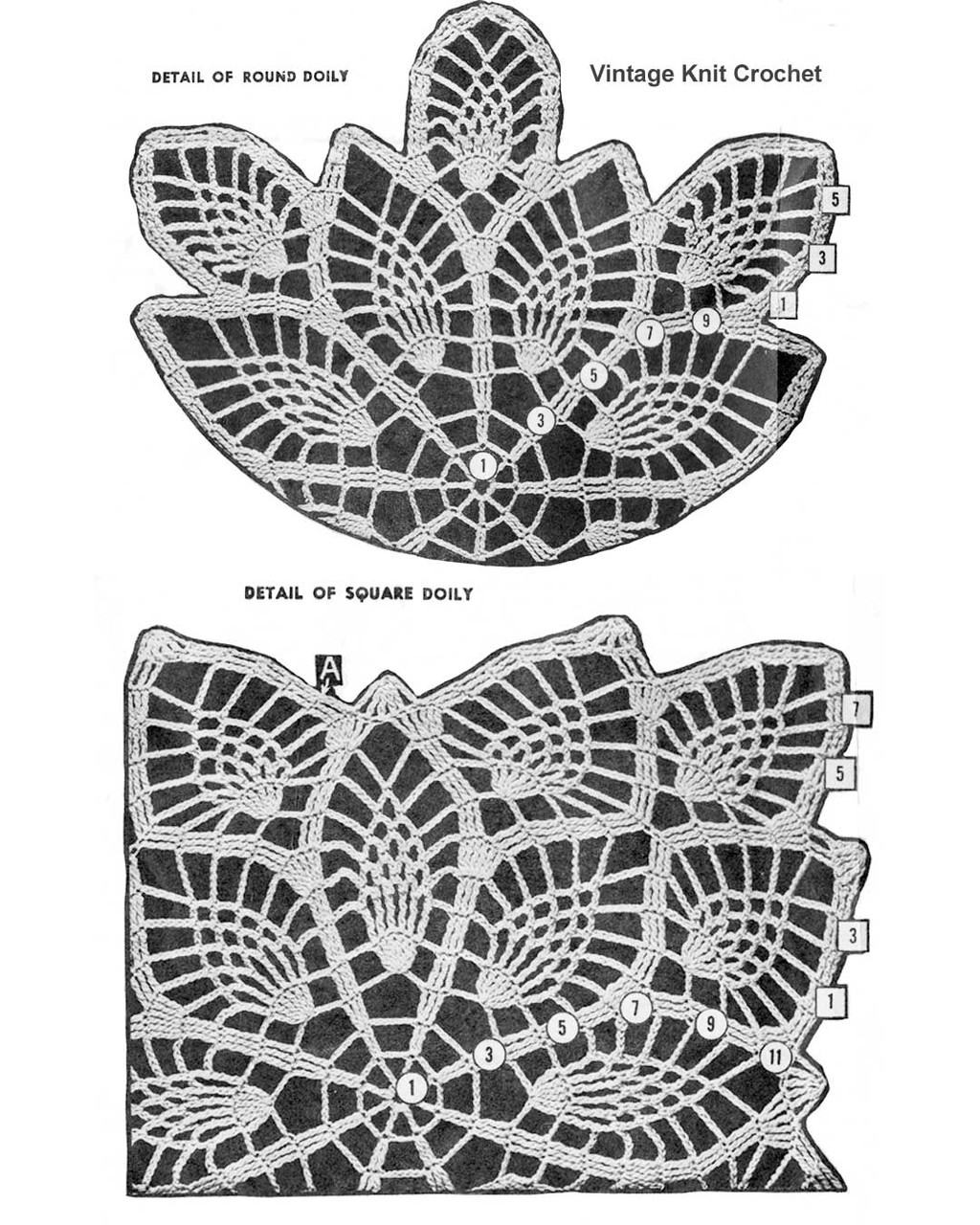 Crochet Pineapple Doilies Pattern Square Round Oval Mail Order Design 568