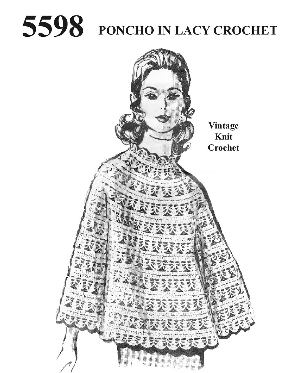 Easy Crochet Cape Pattern Lacy Stitch Mail Order 5598 Anne Cabot