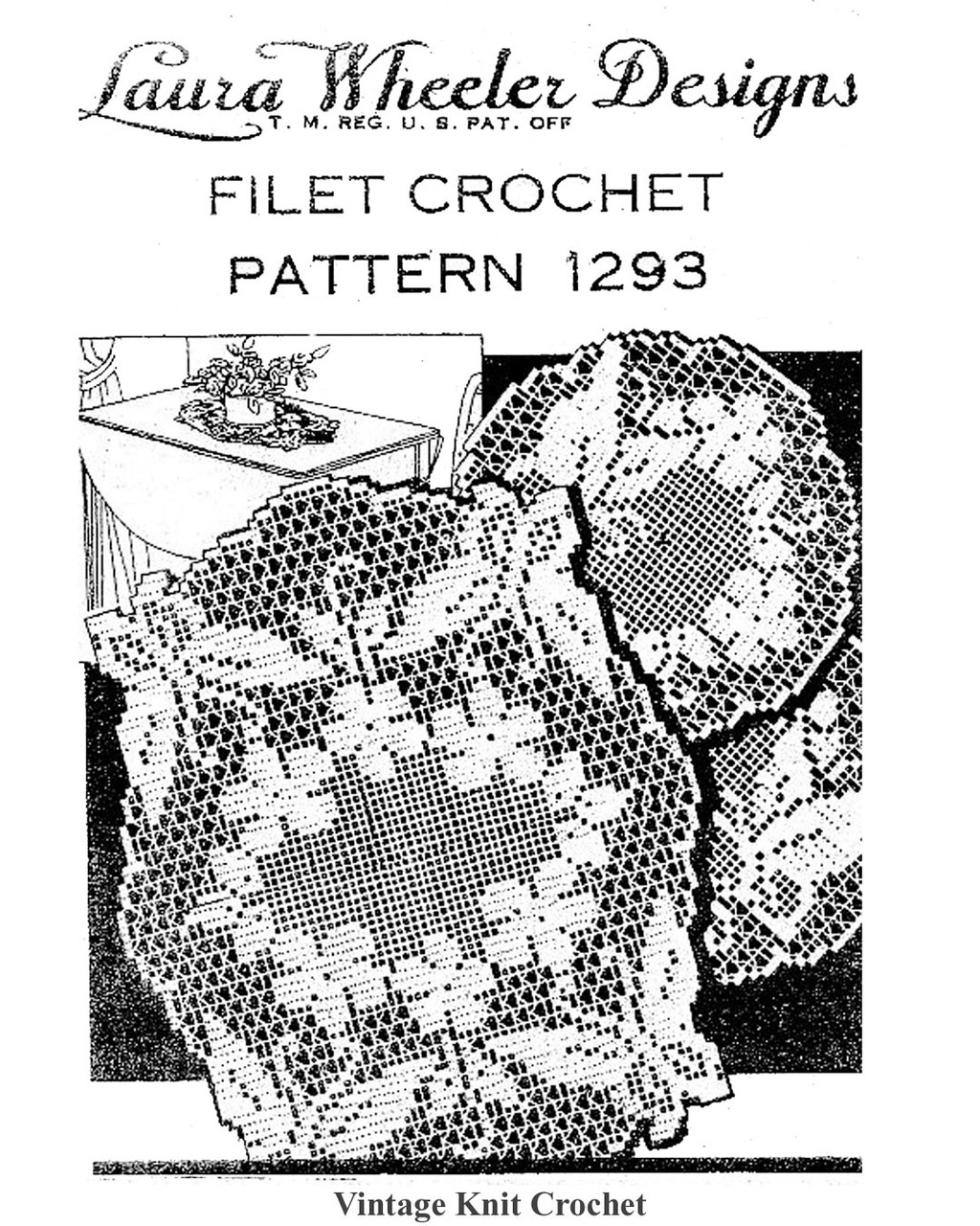 Vintage 1930s Filet Crochet Butterfly Doily Pattern Round Oval Laura