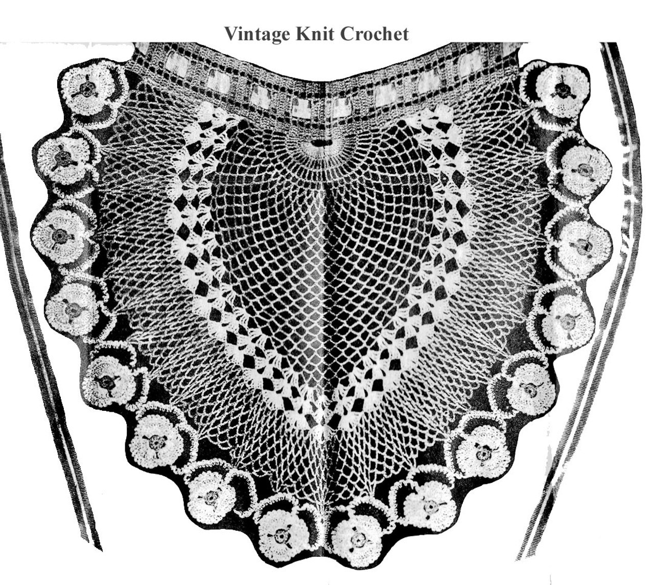 Crochet Half Apron Pattern With Pansy Border Mail Order No E 473