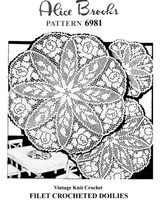Alice Brooks Filet Crochet Dove Rose Doilies Pattern Oval Round Design 6048
