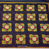 Crochet Rug Pattern, Rose Flower Block Motif