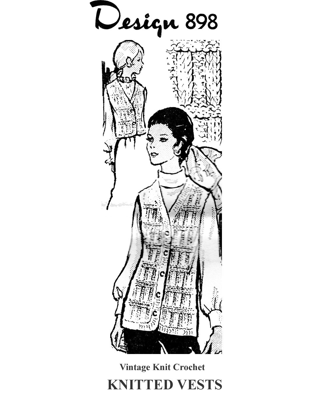 Knitted Vest Pattern Long Short Design 951 Worsted Weight Yarn