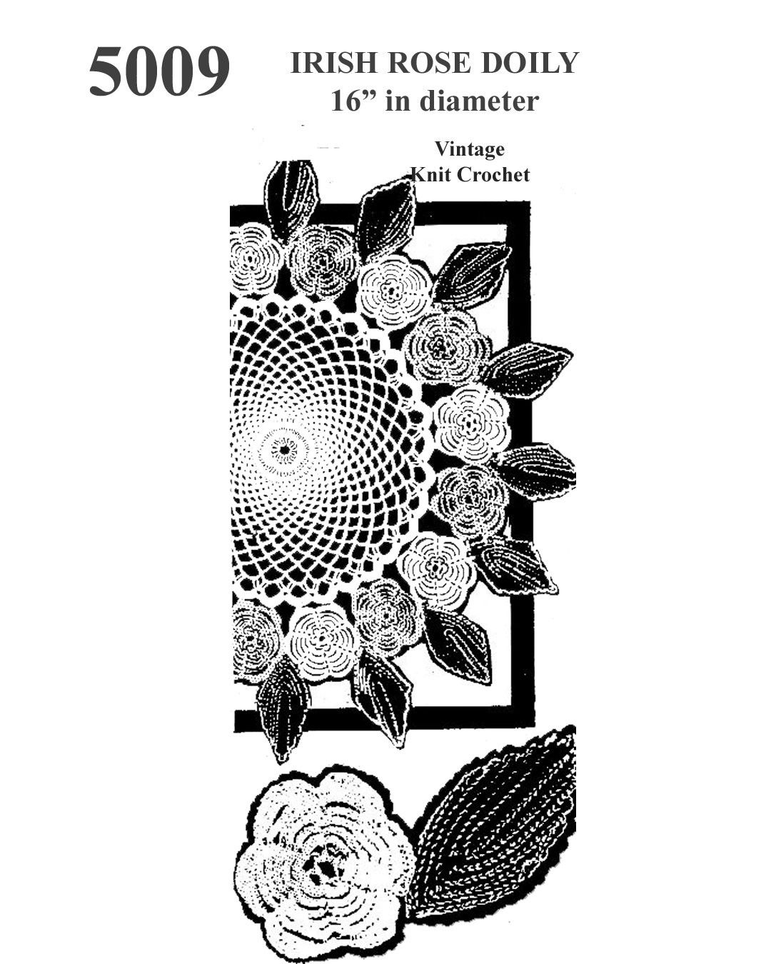 Crochet Irish Rose Doily pattern with motif border, Vintage Workbasket ...
