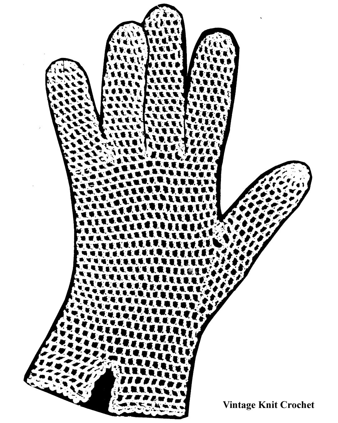 Crocheted Mesh Evening Gloves Pattern, Ruffled Cuffs