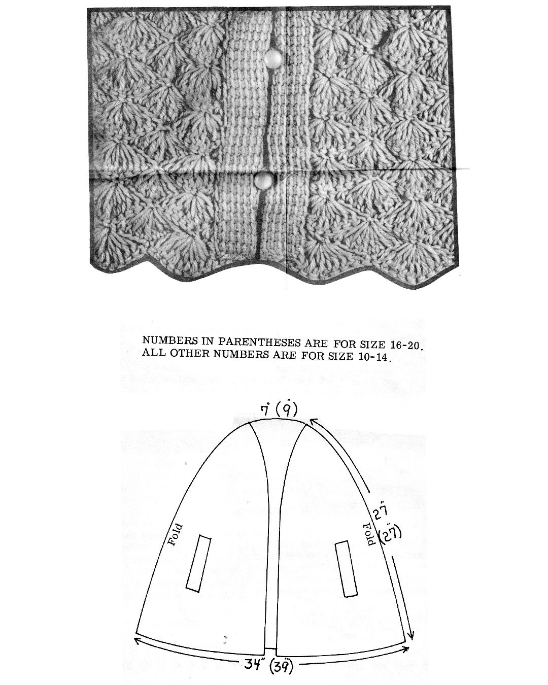 Crocheted Cape Pattern in Shell Stitch, Mail Order Design 782