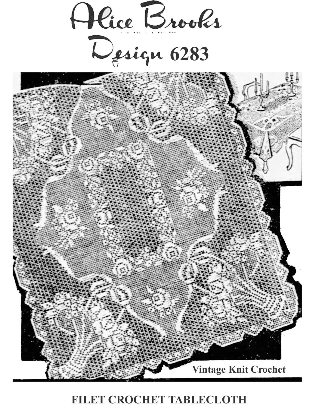 Filet Crocheted Dove Roses Chair Set Pattern Alice Brooks Design 6228