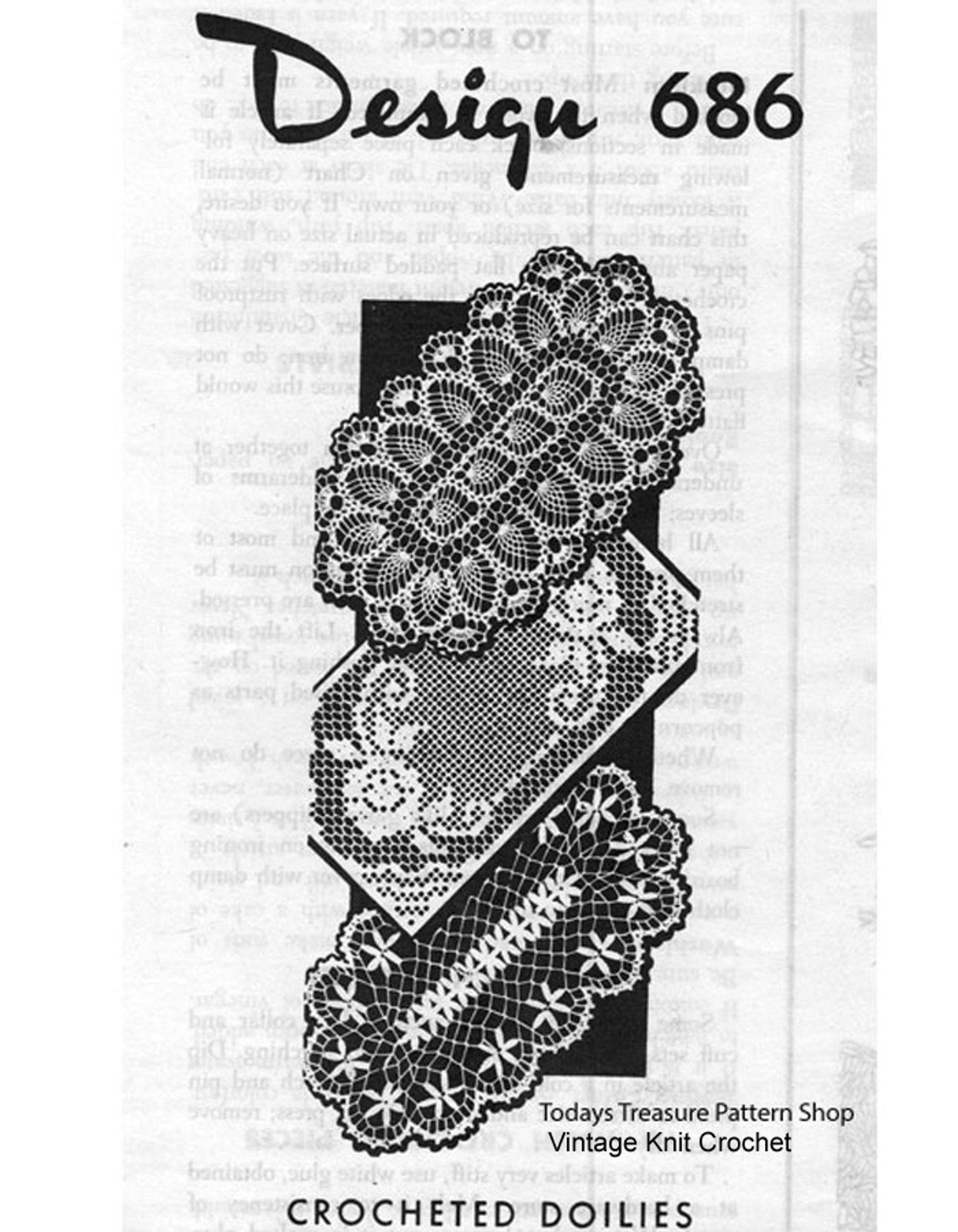 Crochet Oval Doilies Pattern Flower Pineapple Filet Mail Order 686