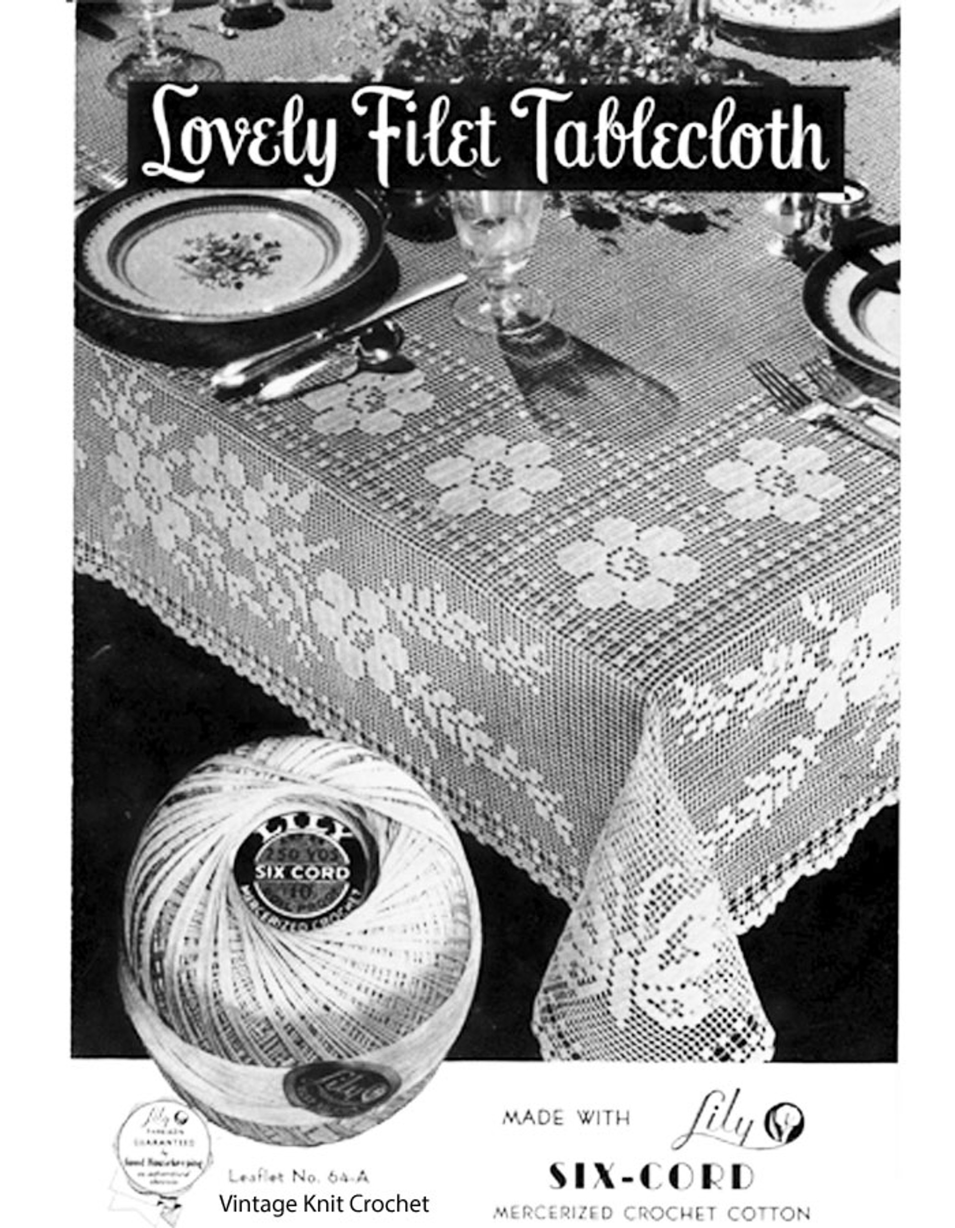 Filet Crochet Tablecloth Pattern Flower Butterfly