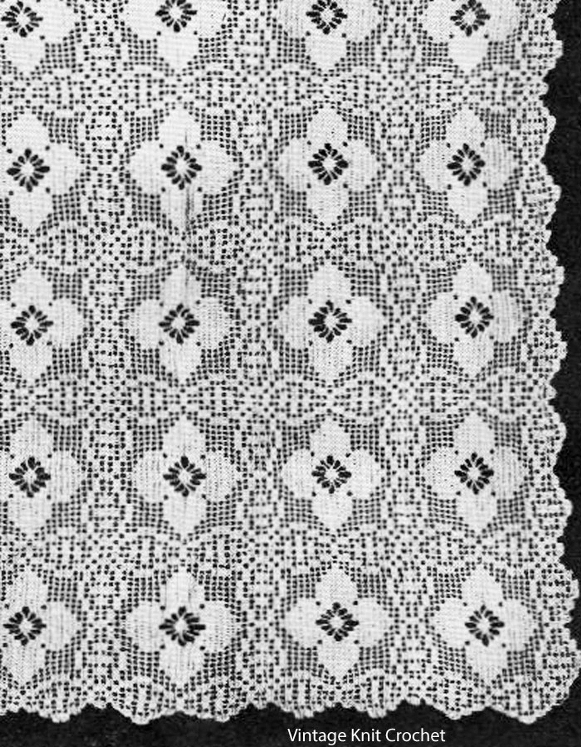 Filet Crochet Bedspread Pattern Flower Medallions No 807