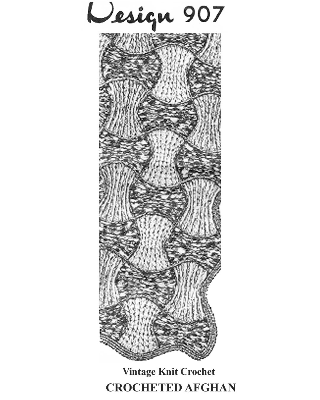 Easy Crochet Afghan Pattern, Dog Bone Motif, Mail Order 907 Laura wheeler