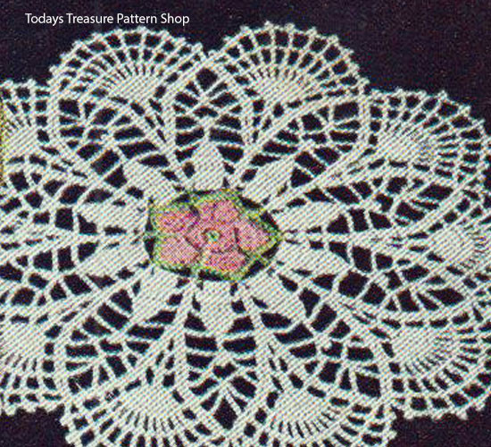 Crocheted Fan Doily Pattern with Shell Border