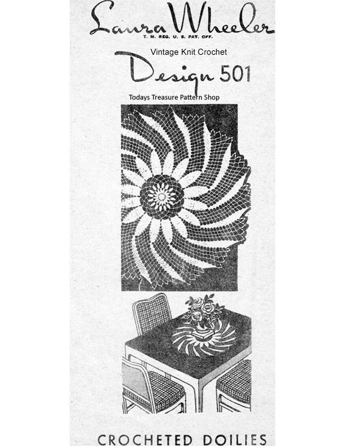 Crochet Pinwheel Doily Pattern, Daisy Flower, Laura Wheeler 501, Mail ...