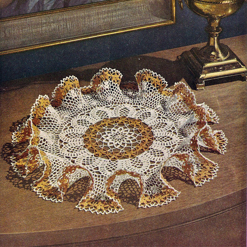Daisy Frills Ruffled Doily Crochet Pattern is 17 inches