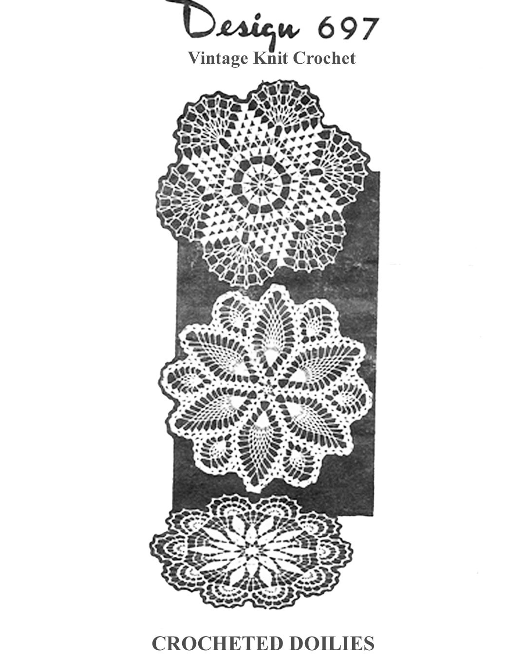 Crochet Daisy Doily Pattern, Round Square Oval, Mail Order Design 7021