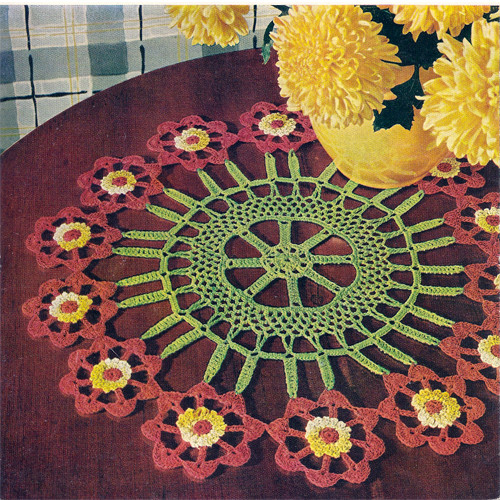 Colorful Flower Cartwheel Crochet Doily Pattern