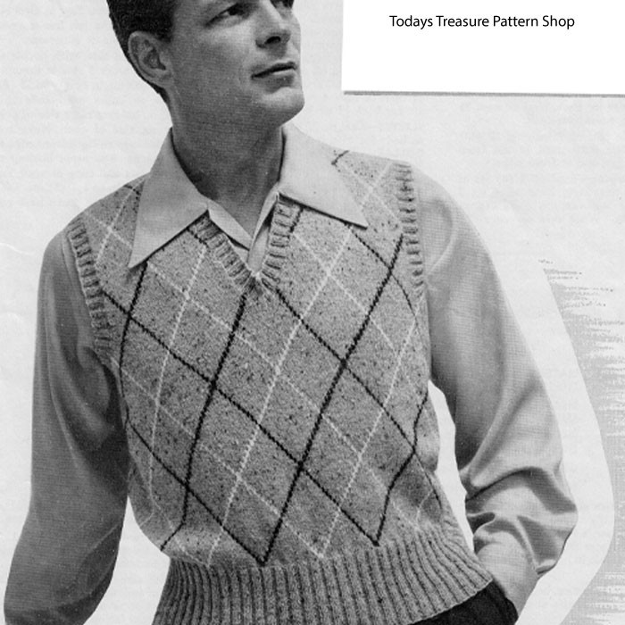 Knitted Argyle Shell Pattern, Sleeveless Top in Four Colors