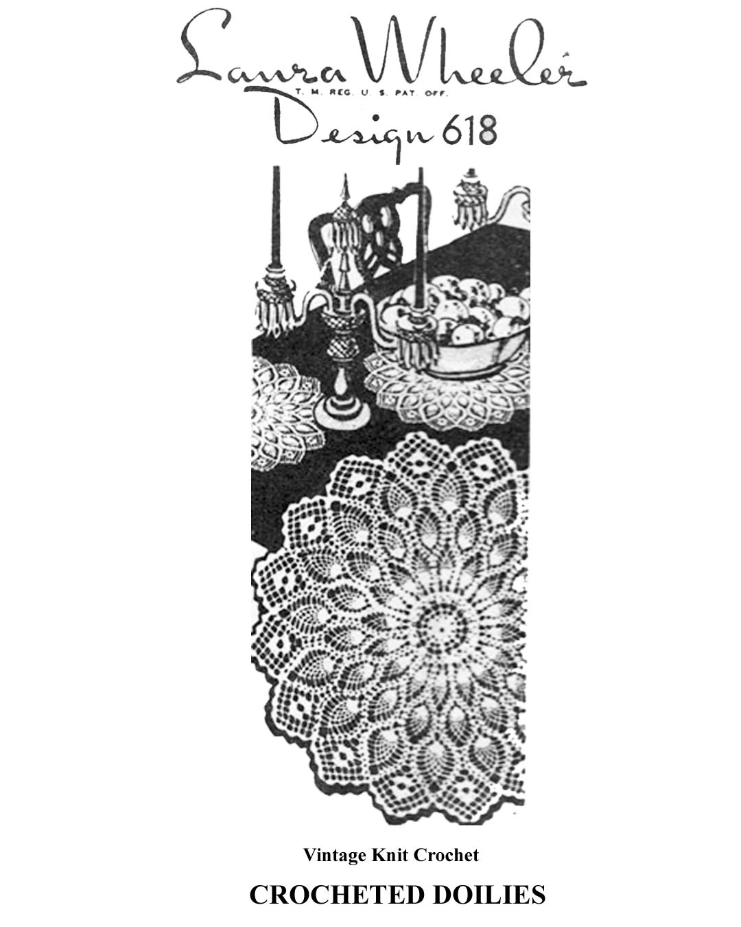 Crochet Oval Pineapple Doilies Pattern, Large Small, Mail Order Design 649