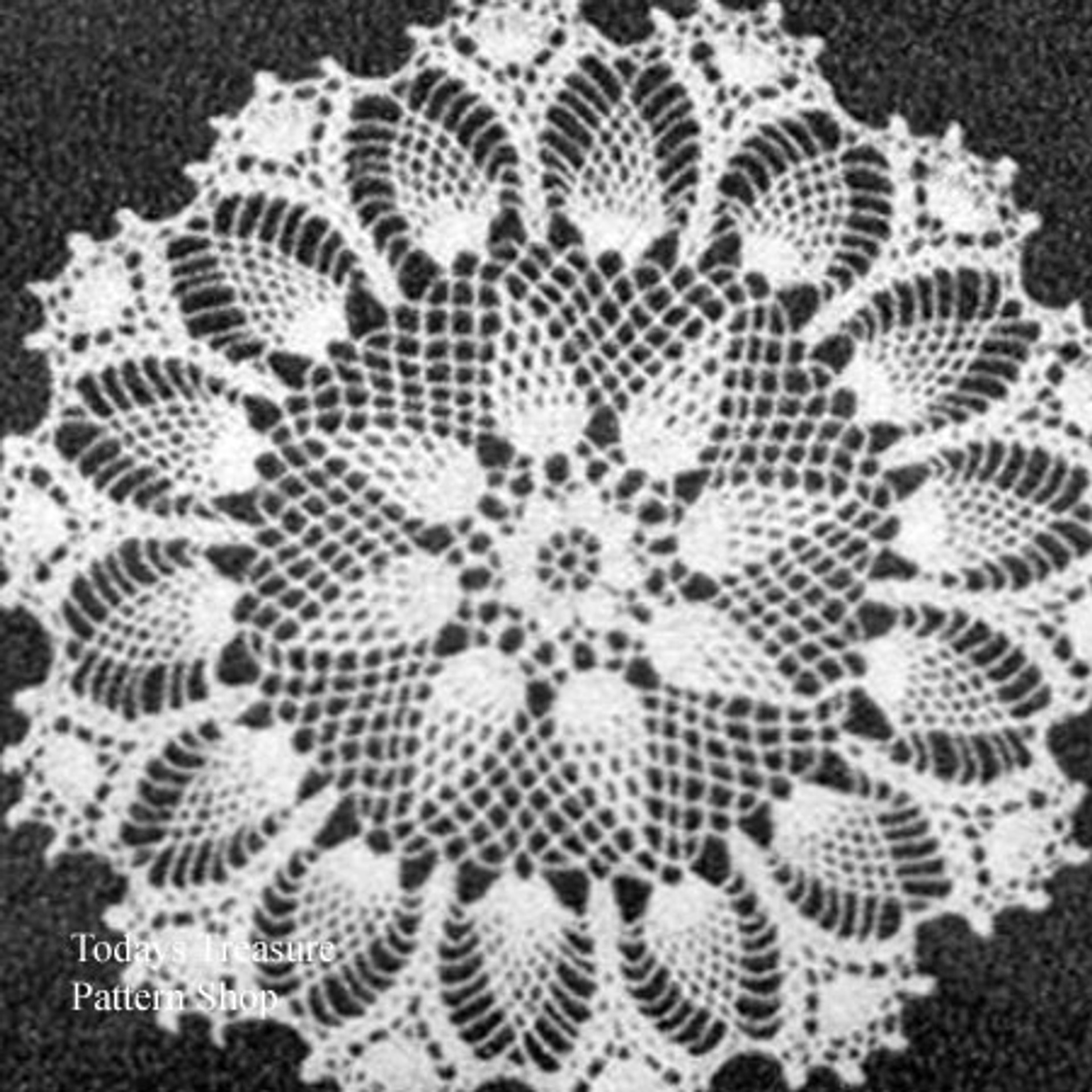 Crocheted Pineapple Wheel Doily Pattern Is 12 Inches