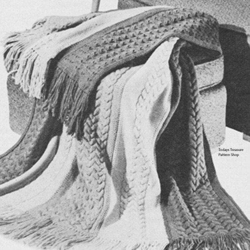 Vintage Cable Afghan Knitting Pattern from Todays Treasure pattern Shop